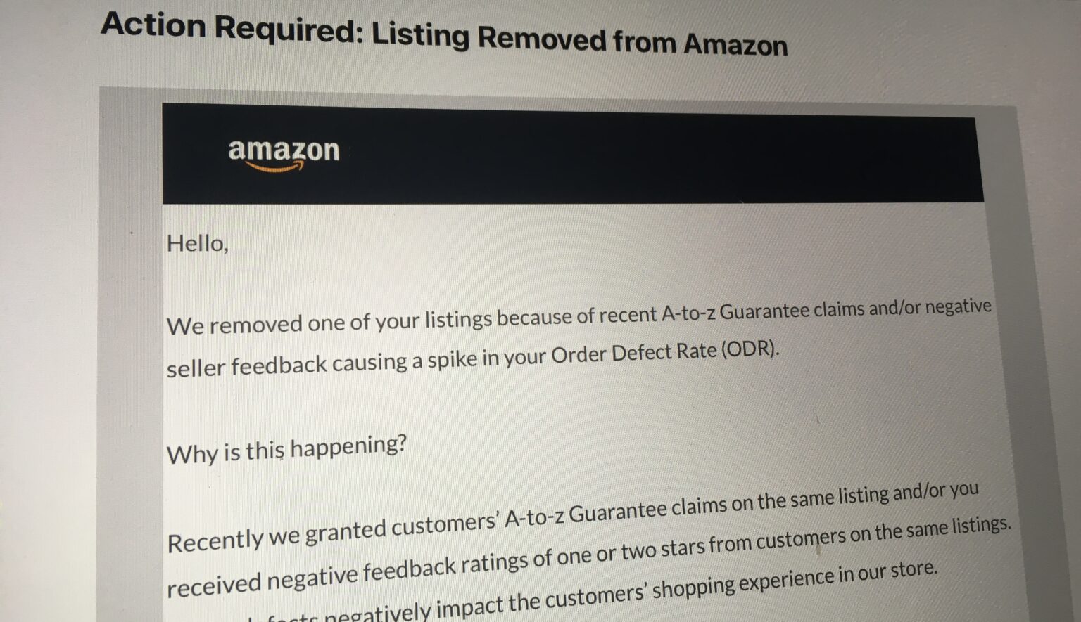 Amazon is now blocking listings subject to ODR defects! – Seller Union